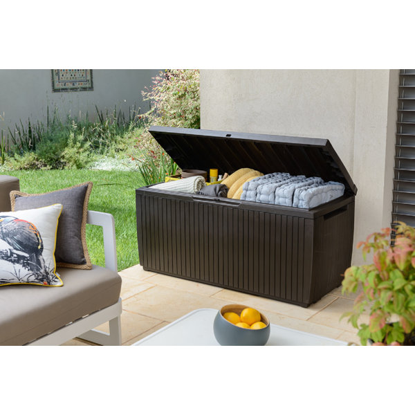 Keter Springwood 80 Gallon Durable Resin Outdoor Storage and ...